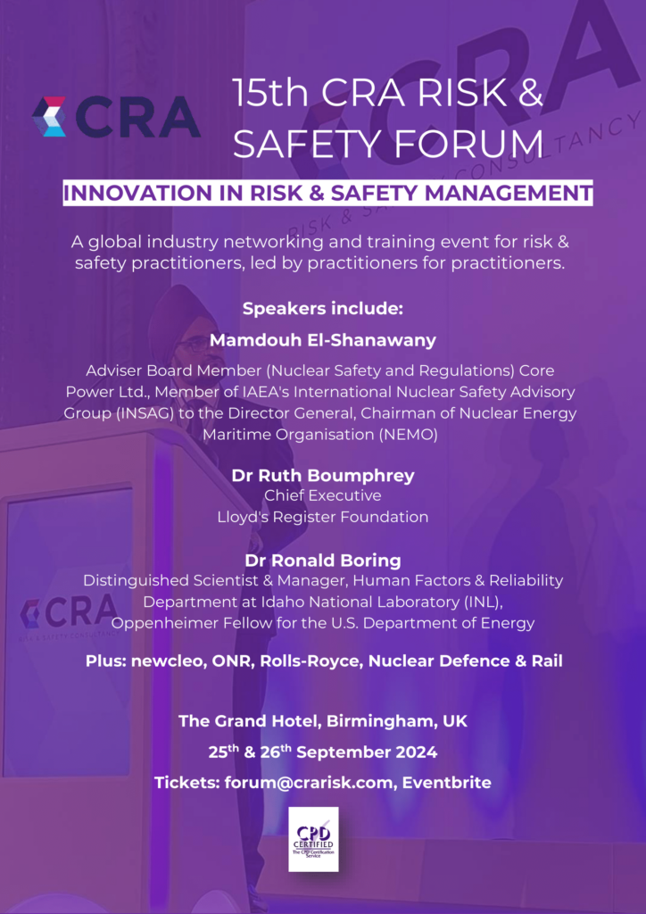 25/26.09.24 15th ANNUAL CRA RISK & SAFETY FORUM 2024 - Nuclear Industry ...